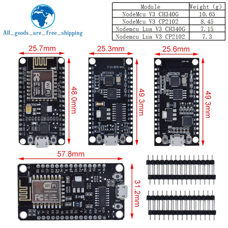 Wireless module CH340/CP2102/CH9102X NodeMcu V3 V2 V2.1 Lua WIFI Internet of Things development ...