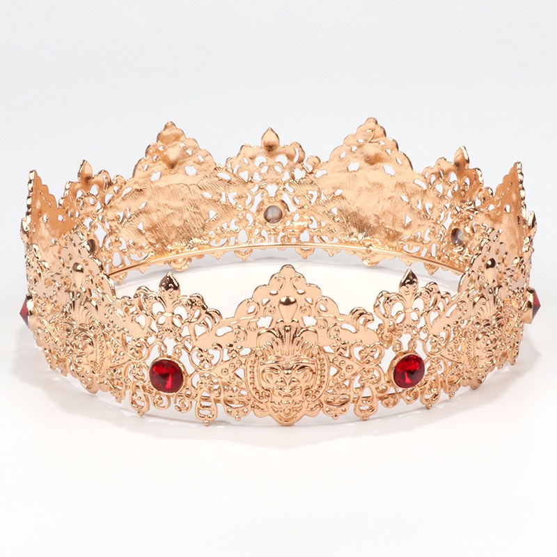 Bronze gold men's crown with royal red stone, king men's crown | Shopee ...