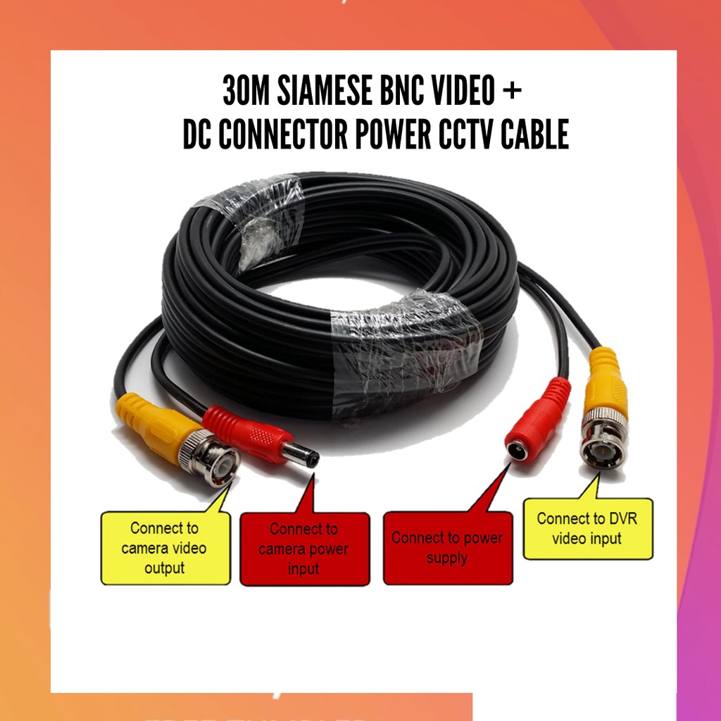 30m Siamese BNC Video + DC Power CCTV Cable | Shopee Philippines