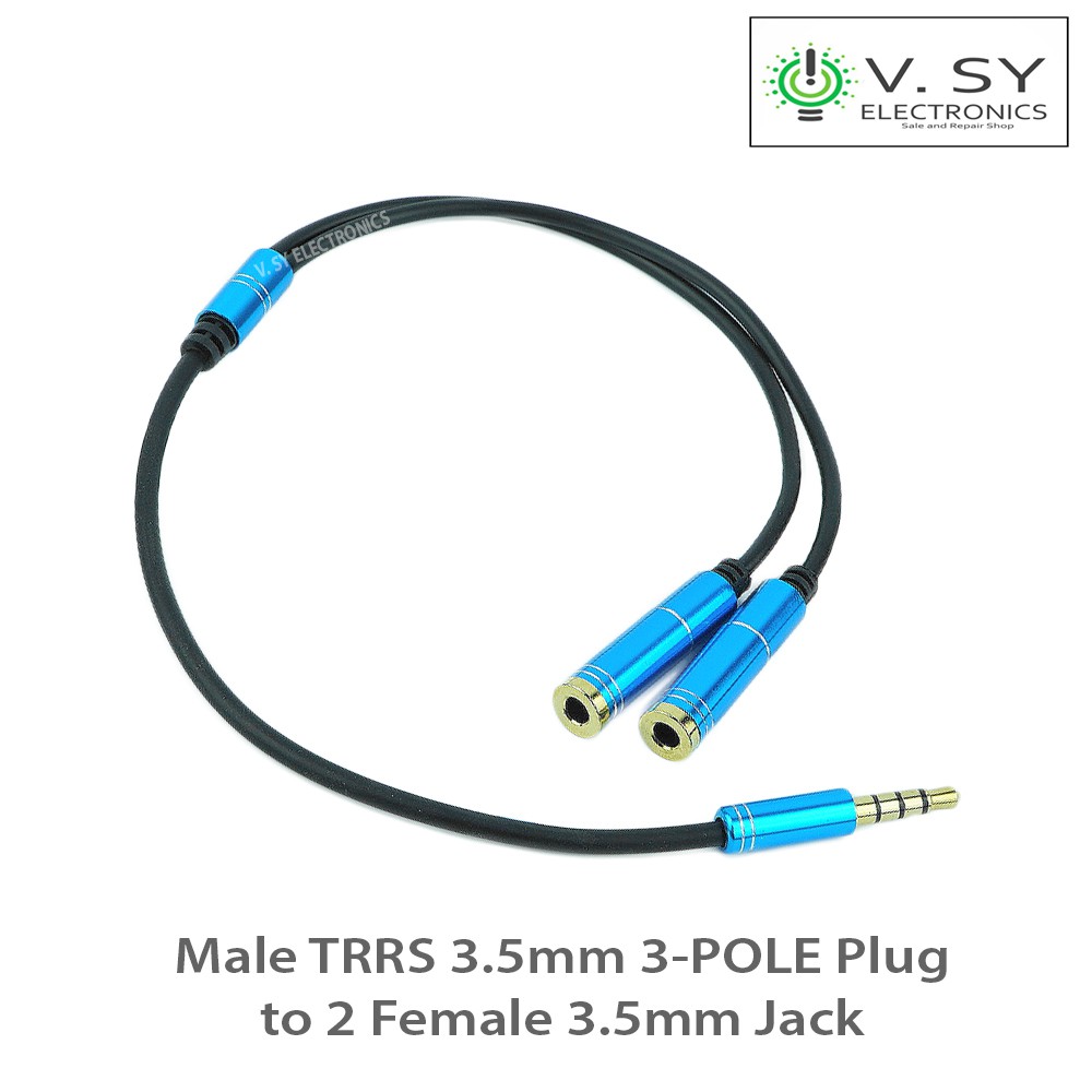 30cm Male 3.5mm 3 Pole TRRS Plug to 2 Female 3.5mm TRS Jack Headphone ...