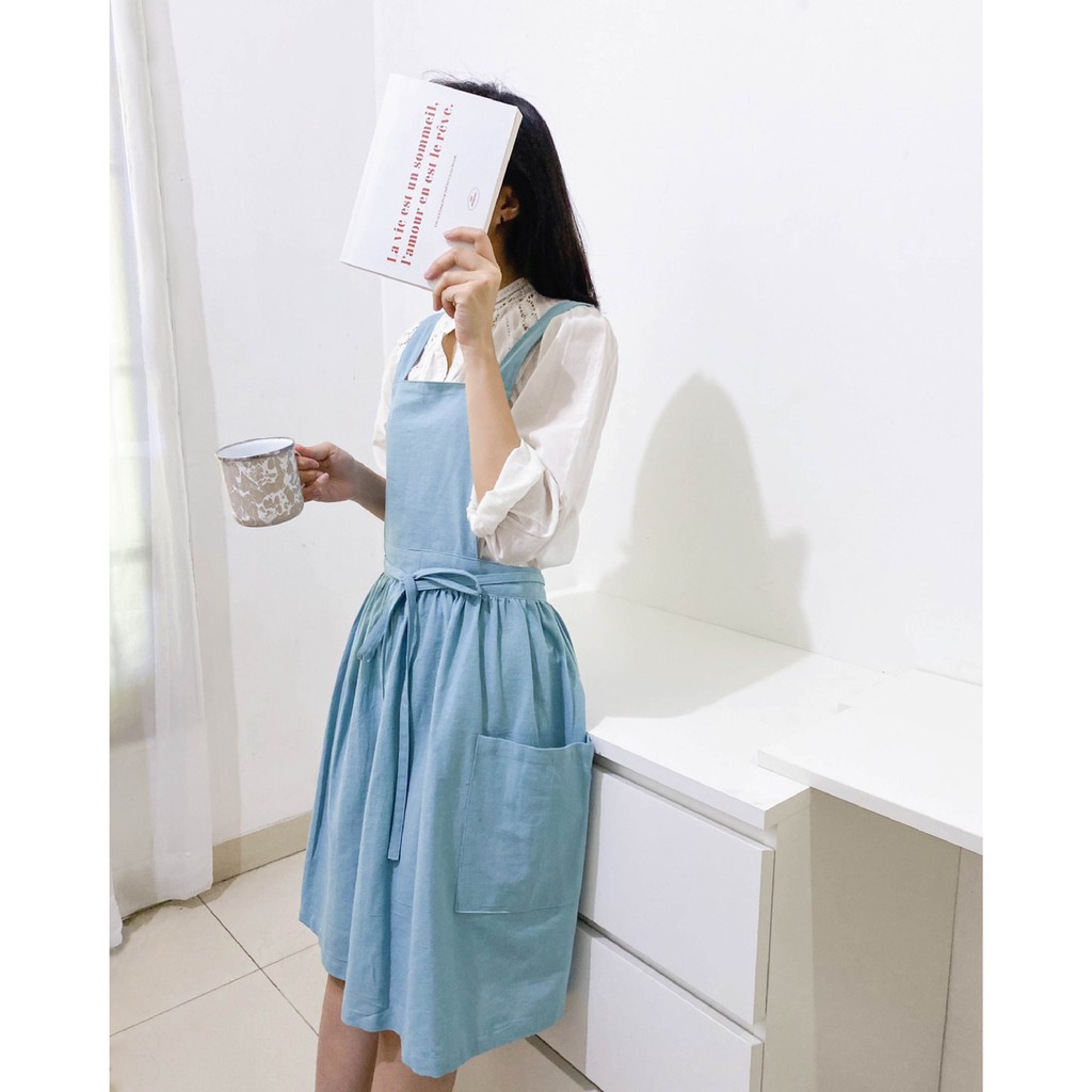 Korean Linen Apron - X Strap by mnw.curated (Korean Style Cooking Apron ...