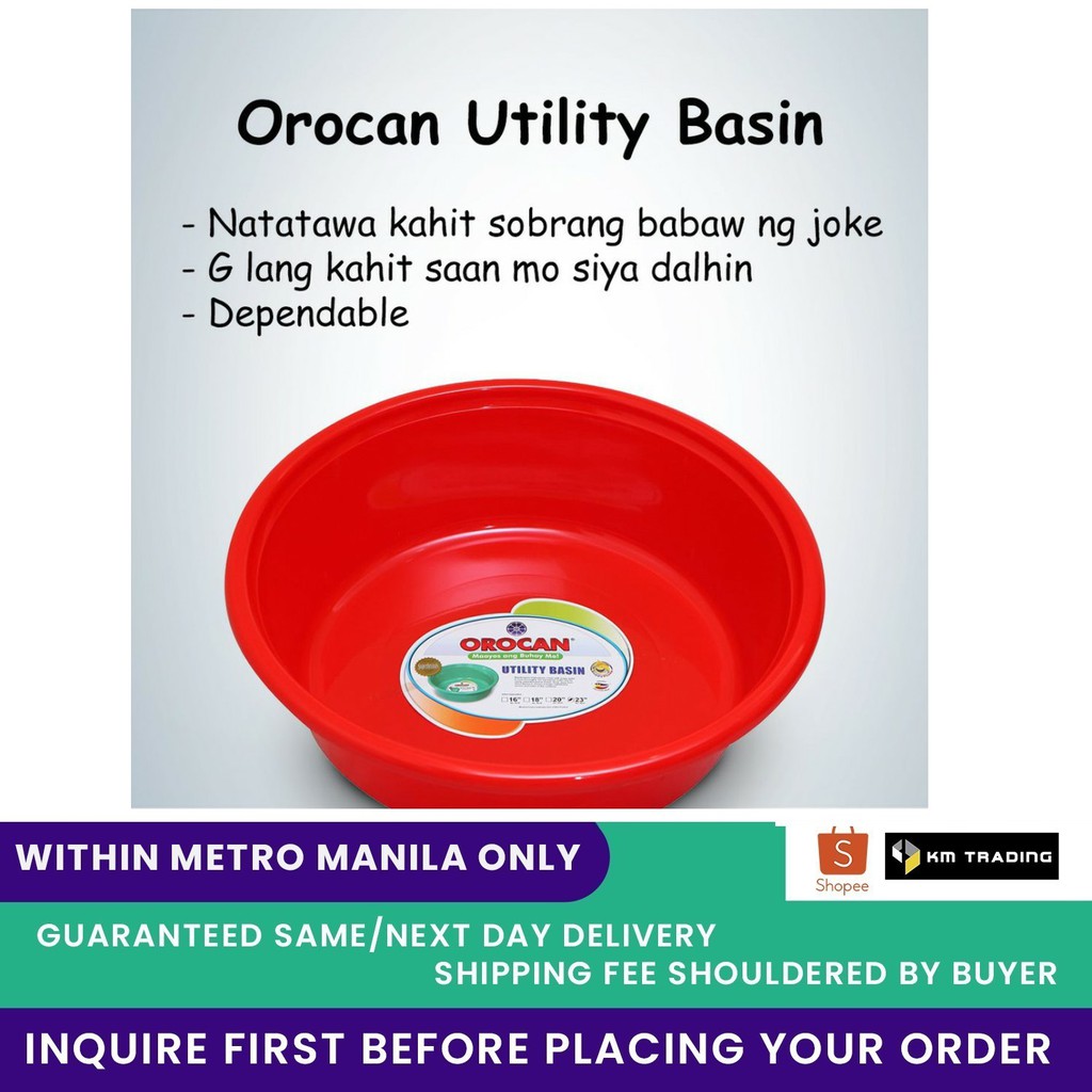 Orocan Utility Basin 20 and 23 inches batya/plangana (Metro Manila only ...