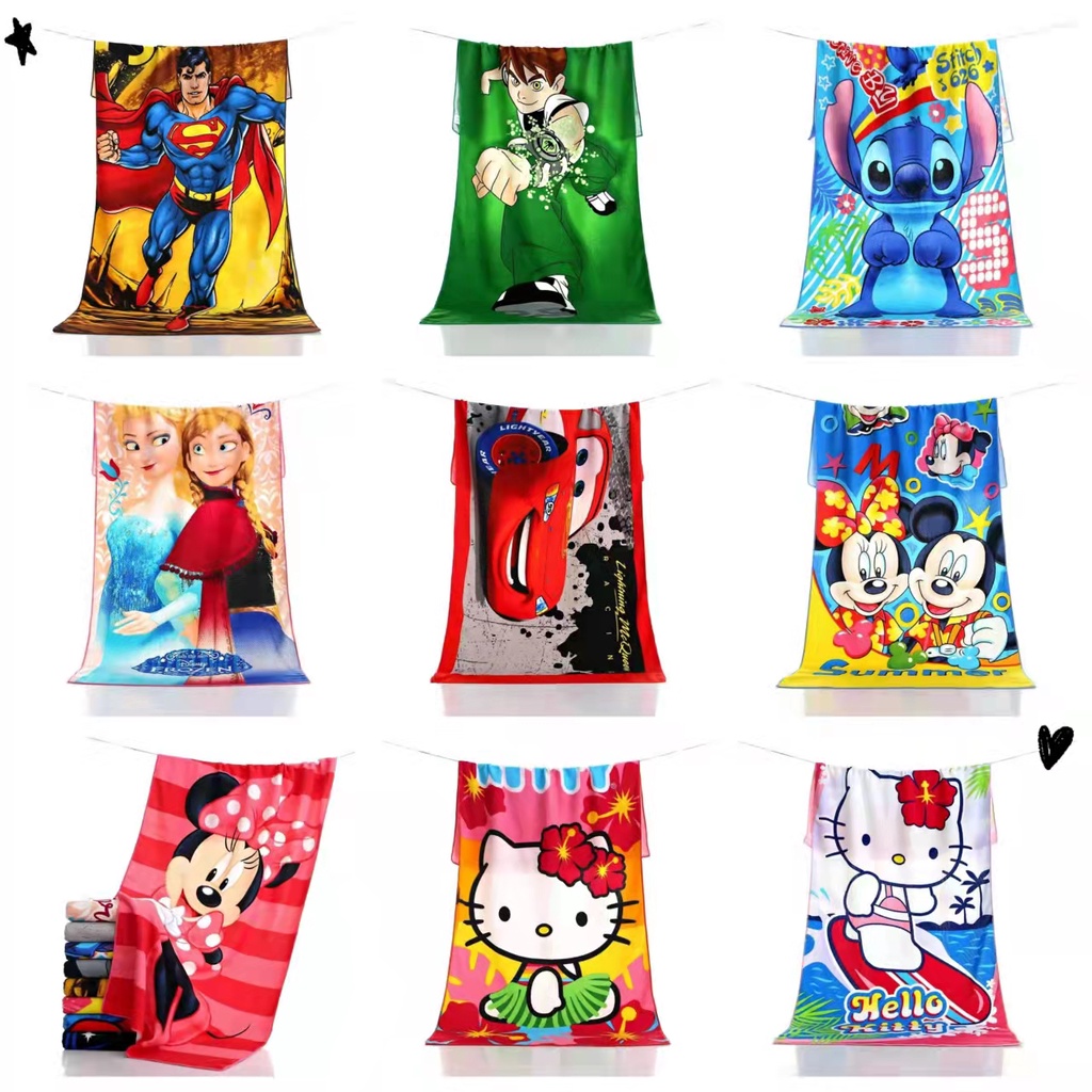 Kid's Cartoon Character Beach Bath Towel 70 x 140cm | Shopee Philippines