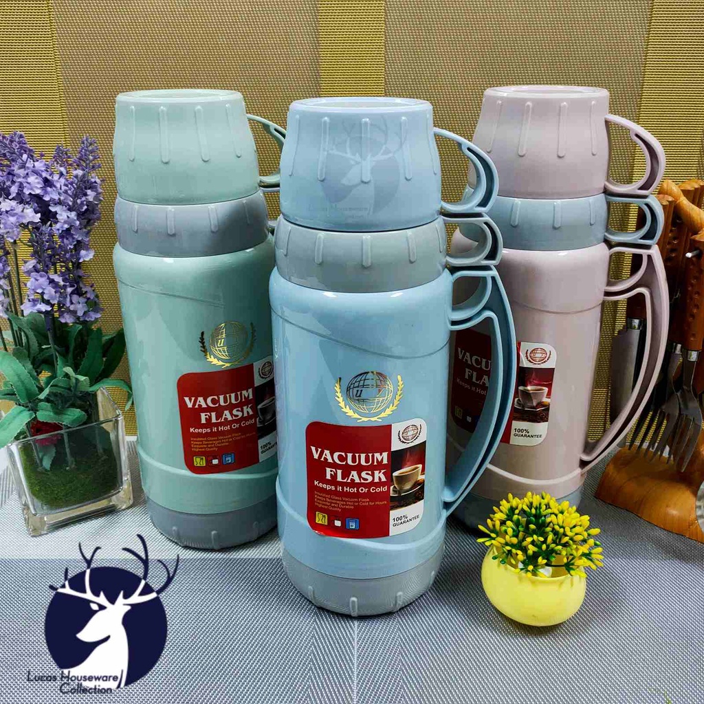 PLASTIC THERMOS POT / PLASTIC VACUUM FLASK DOUBLE CUPS / FULLY ...