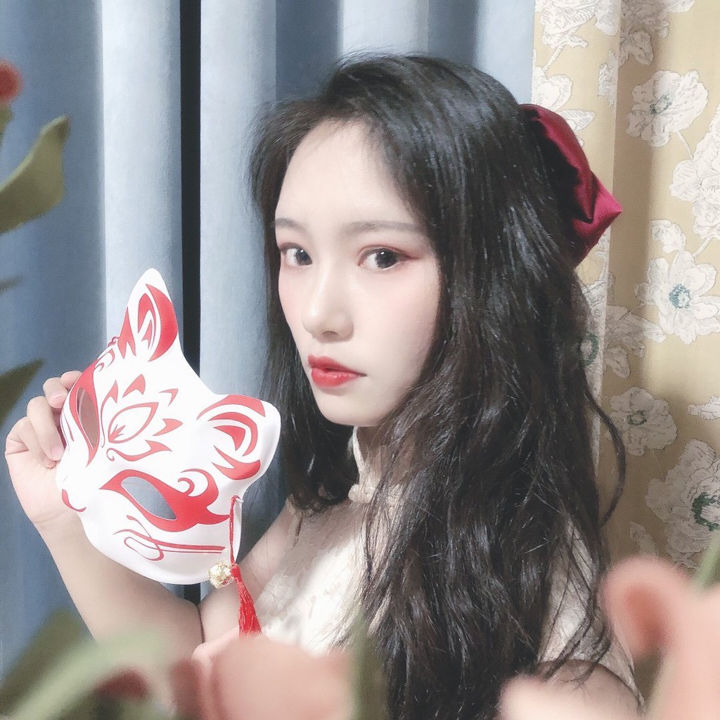 Japanese PVC Fox Mask Demon Kitsune Cosplay Full Face Hand Painted ...