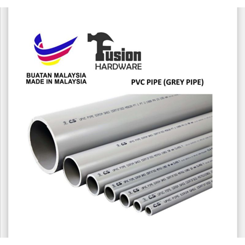 Grey PVC Pipe 1/2"(15mm) / 3/4"(20mm) / 1"(25mm)/Class O / 1Feet = 1Quantity | Shopee Philippines