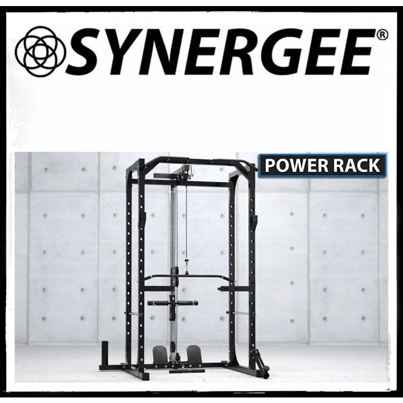 Synergee Power Rack Cage with Pully System, J-Cups, Safety Arms, Pull ...