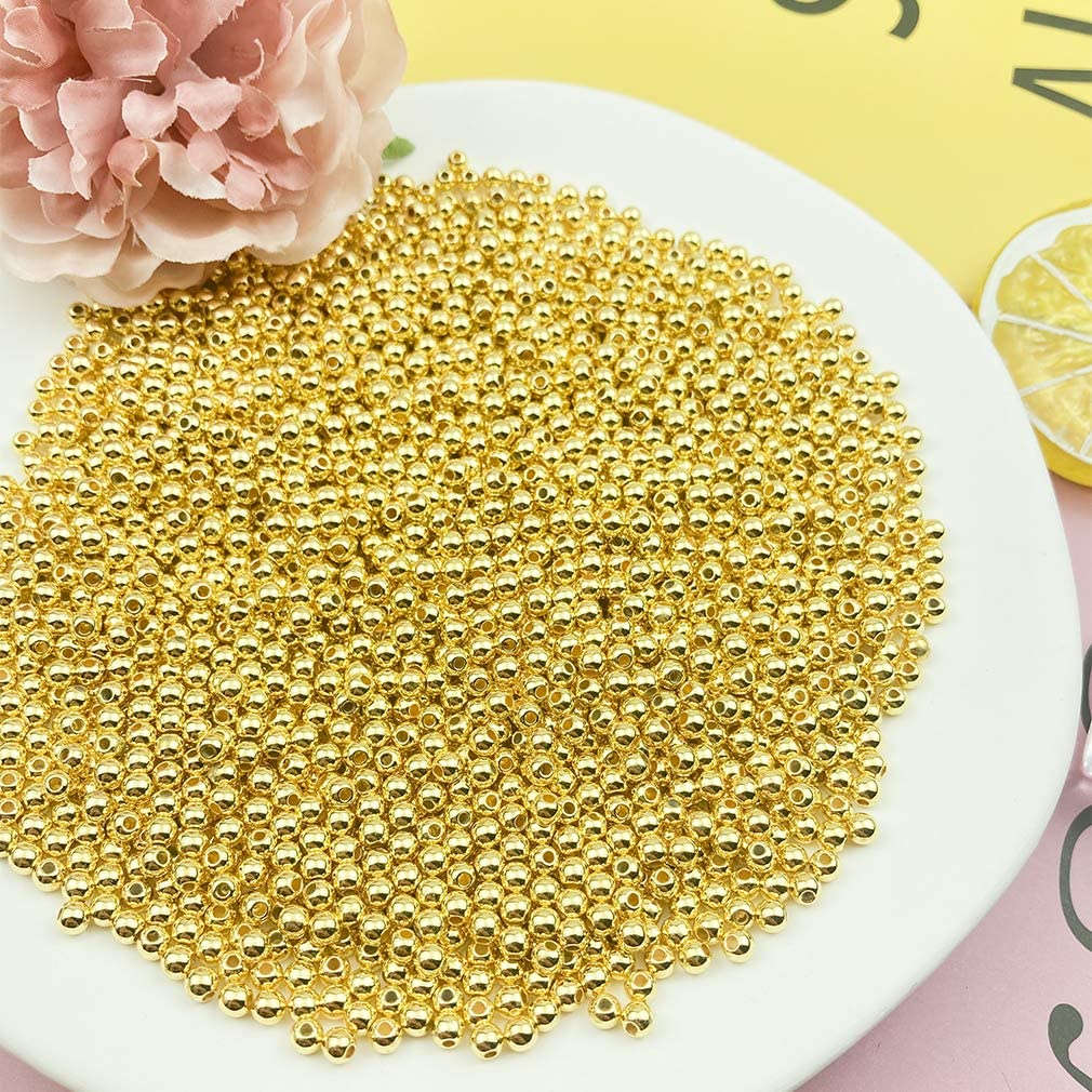 4/5/6/8mm Acrylic Gold Rhodium Color Round Beads Ball Necklace Spacers ...