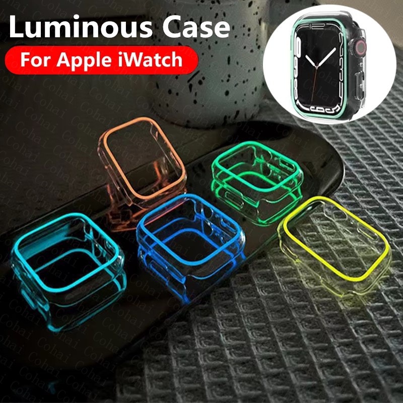 Luminous Cover for Apple Watch 45mm 41mm 38mm 42mm 40mm 44mm Hard PC ...