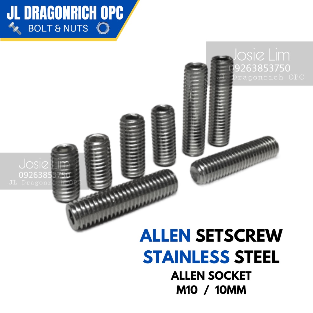 M10 Stainless Allen Socket Set Screw 10MM Steel 10x40 10x25 10x20 ...