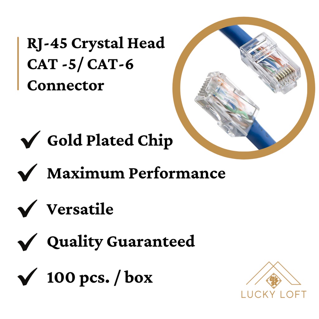 RJ45 Crystal Head Cat 6 Connector Cat 5 Connector, RJ45 Connector ...