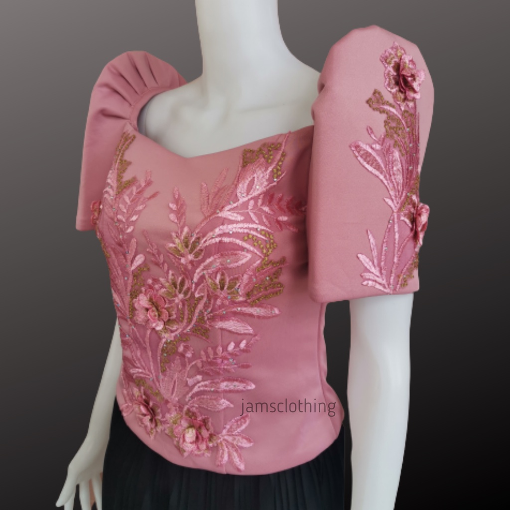 Modern Filipiniana Blouse 3D Lace | Shopee Philippines