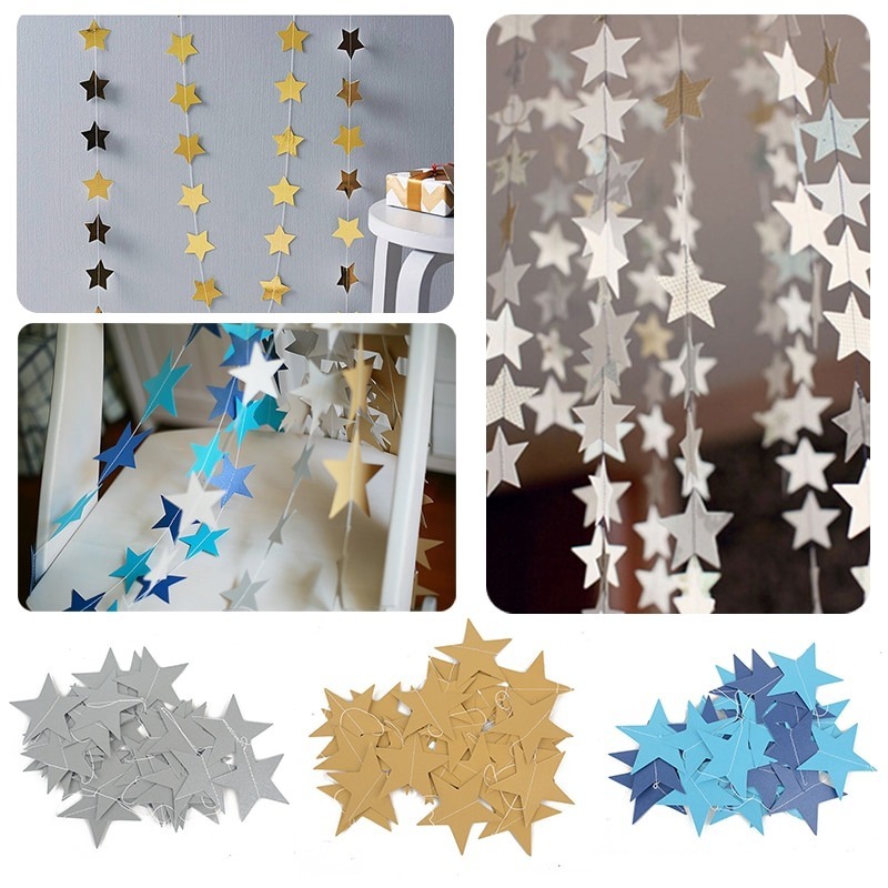 4M Paper Garland Star Shape String Banners Baby Shower Girls Bunting ...