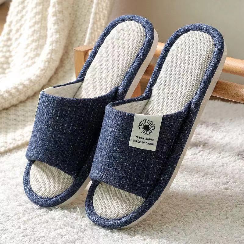 Japanese style Cotton linen Non-slip indoor Slipper bedroom slippers ...