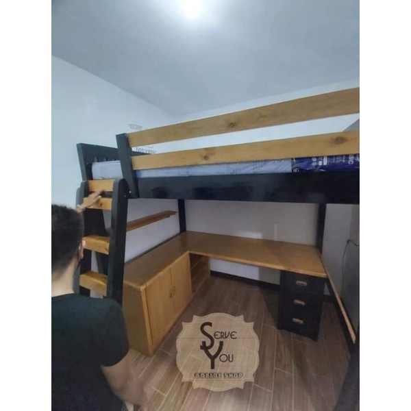 (PREORDER MESSAGE US FIRST) Loft Bed with Drawers, shelves and Long ...