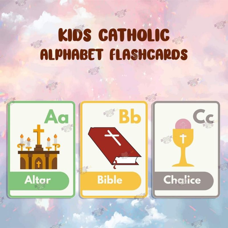 Bookish.Ph 26 cards Laminated Kids Catholic Alphabet Flashcards ...