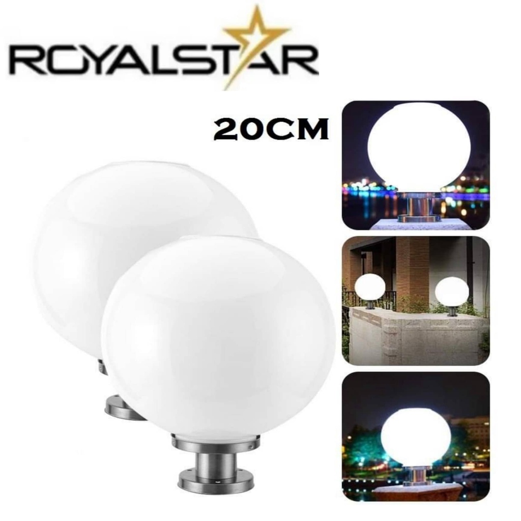 2PCS 20CM Round Ball Post Solar LED Light Waterproof Outdoor Powered ...