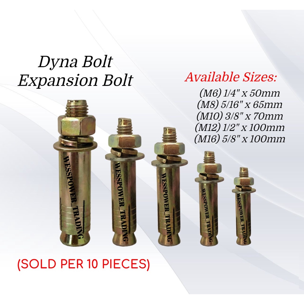 WPT-5388 10pcs Dyna Bolt ( Sleeve Anchor ) or (Expansion Bolt) | Shopee ...