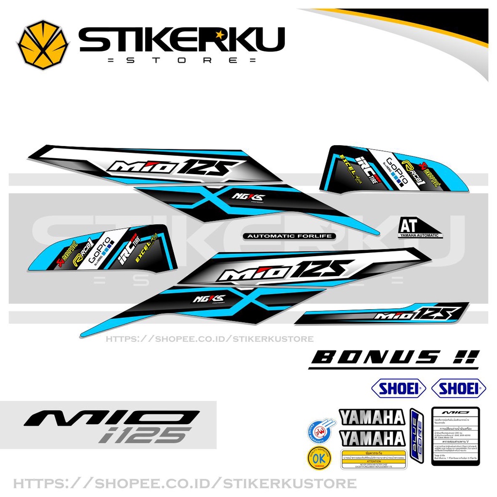 Mio i 125 STOCK DECALS / STRIPING MIO M3 /Z / 125/ STICKERS / STICKER ...