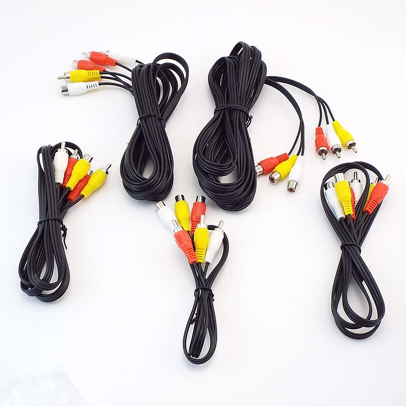 3 RCA to 3 RCA Cable Audio Av Male To Female Extension Video Wire ...
