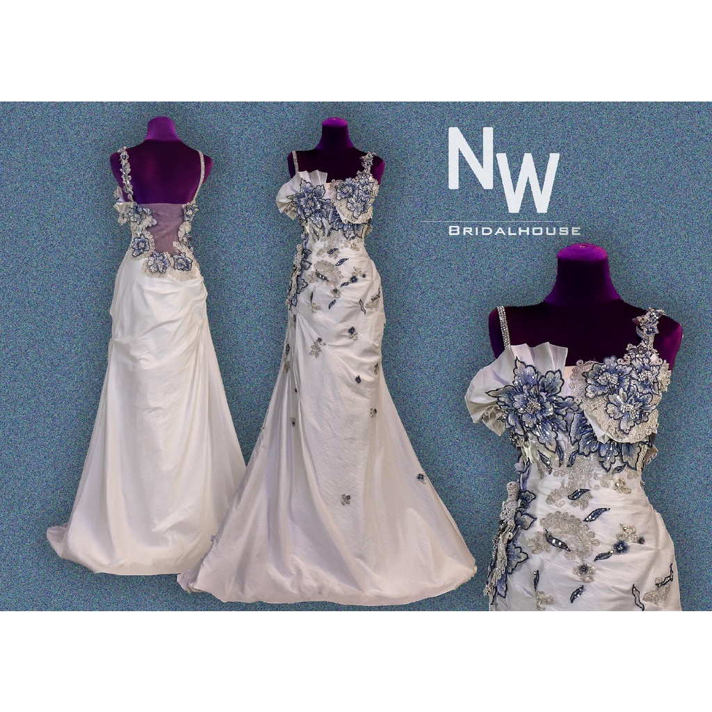 Noelle West White Blue Red Floral Evening Gown | Shopee Philippines