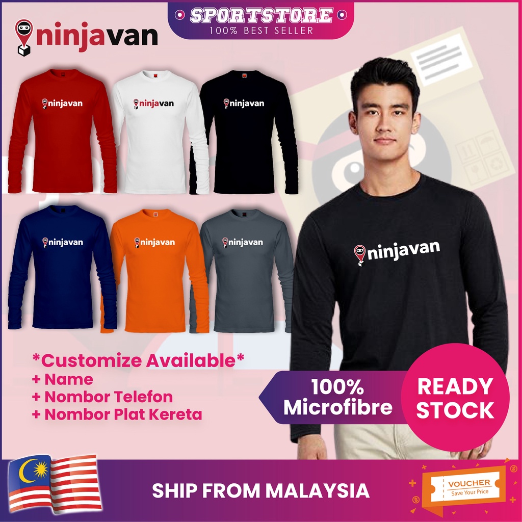 NINJA VAN T-SHIRT LENGAN PANJANG BAJU LELAKI / PEREMPUAN 100% ...