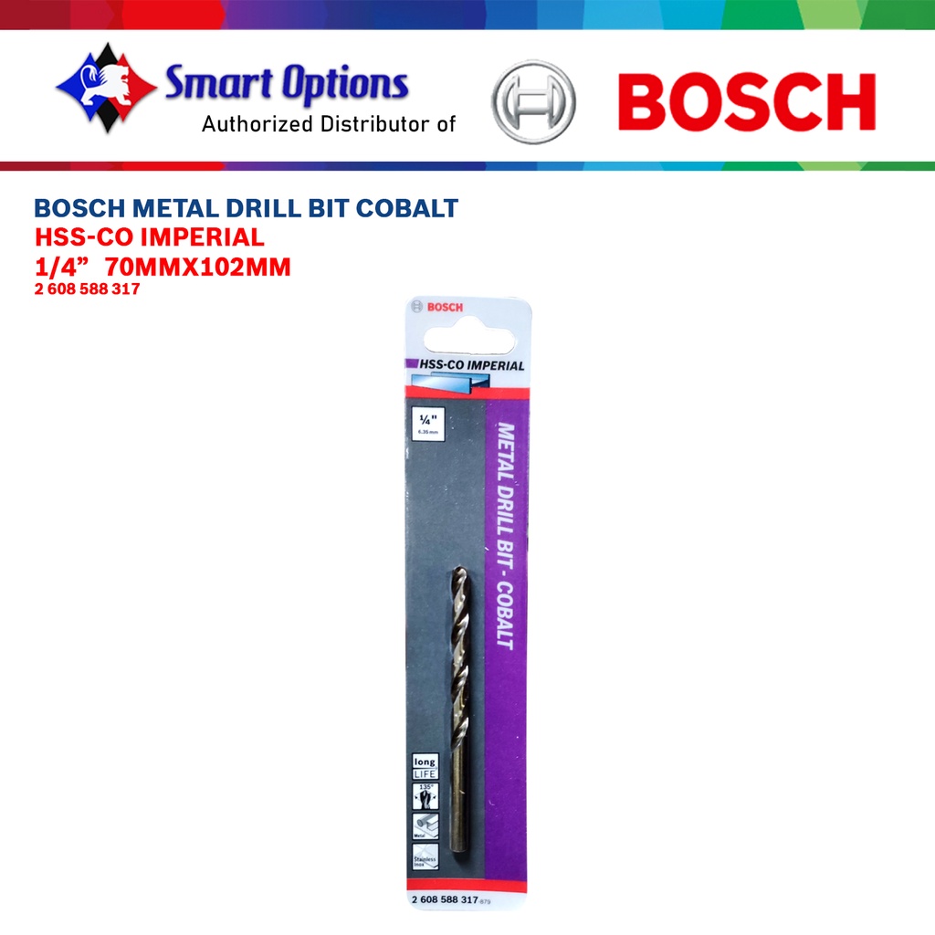 BOSCH METAL DRILL BIT COBALT HSS-CO IMPERIAL 1/4" | Shopee Philippines