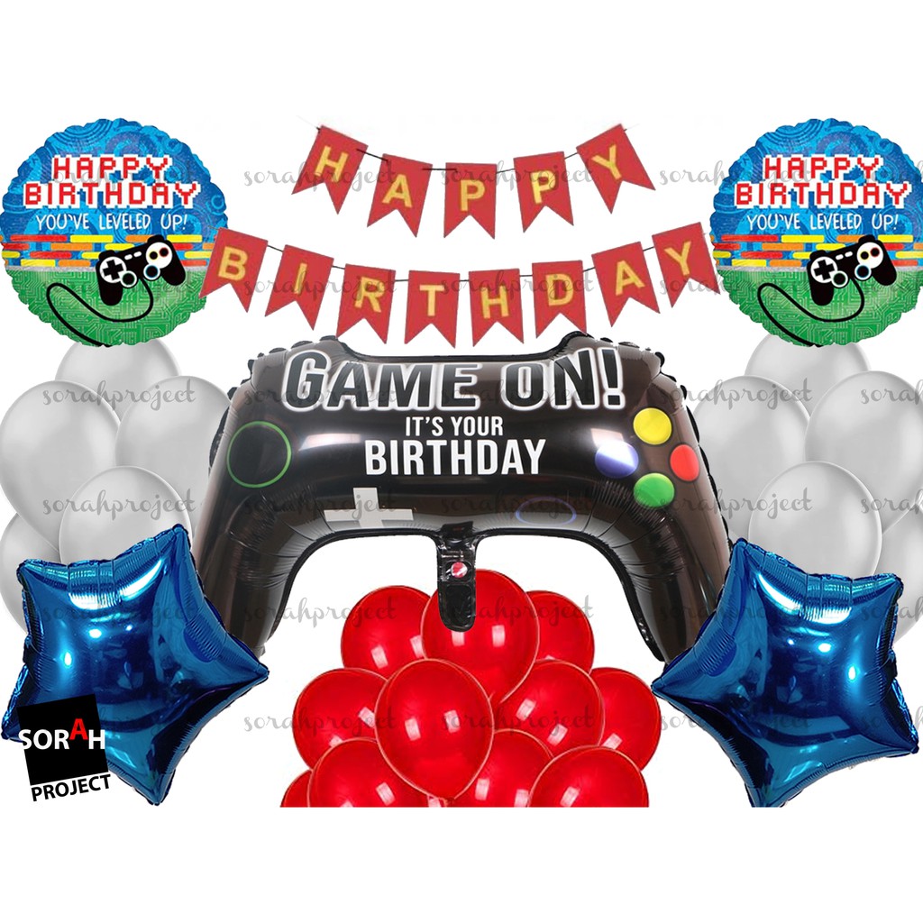 Gamer/ Controller/ Joystick/ Game over Birthday Party Theme Decoration ...