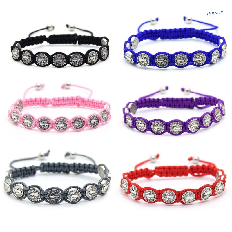 【SUIT】 Hand Woven Rosary Bracelet Adjustable Wristband Chain Prayer ...