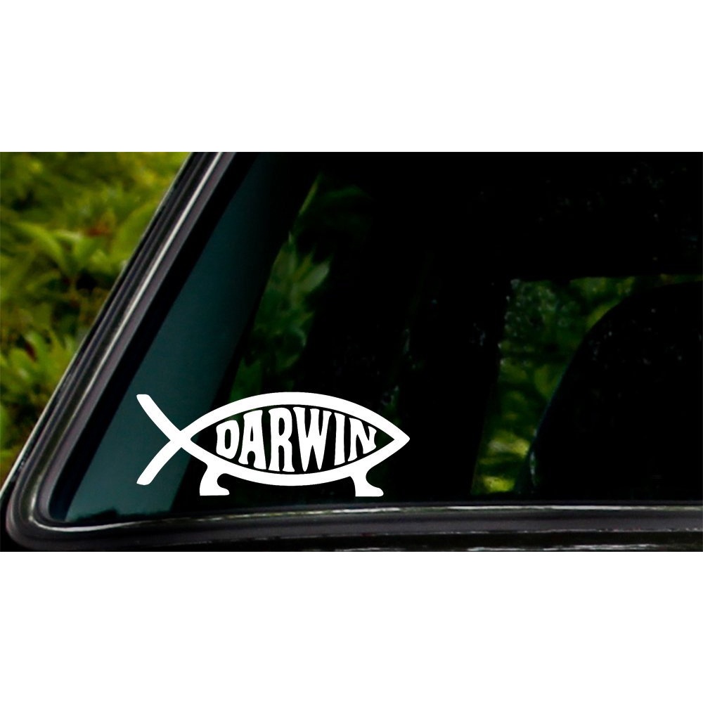 Darwin Fish Sign Decal Sticker Evolution Laptop Vinyl Decal White Decal ...