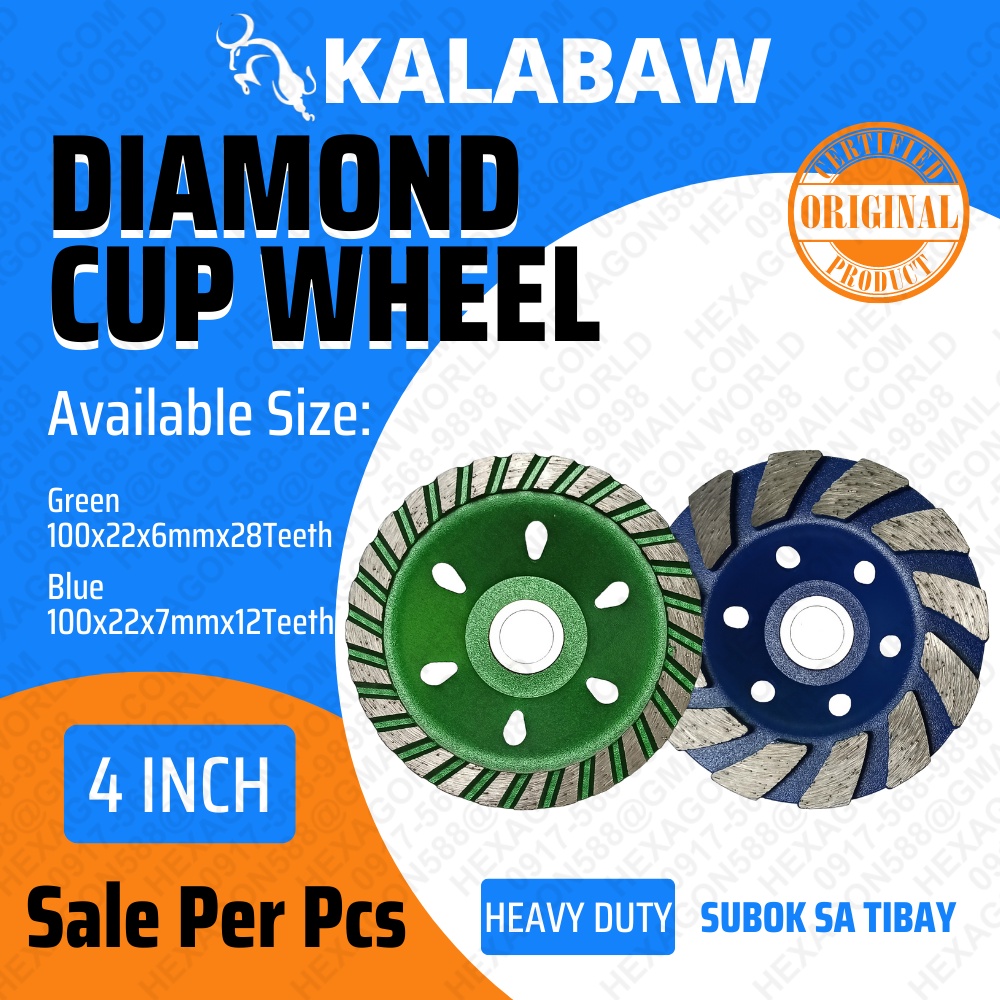 1Pcs Kalabaw Diamond Cup Wheel 4" / 100x22x6mmx28Teeth Green or ...