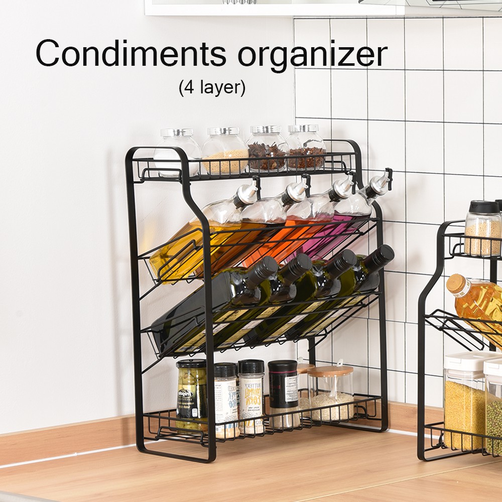 Locaupin Kitchen Seasoning Rack Sauce Jars Condiments Shelf Countertop ...