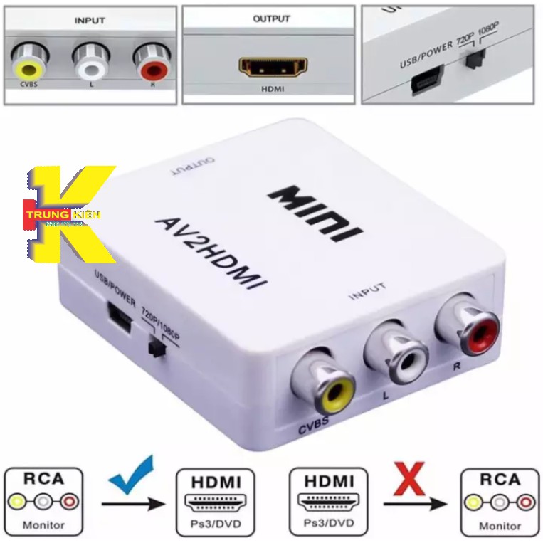 Mini AV TO HDMI, AV TO HDMI, AV TO HDMI CABLE - FULLHD 1080P/ 720 ...