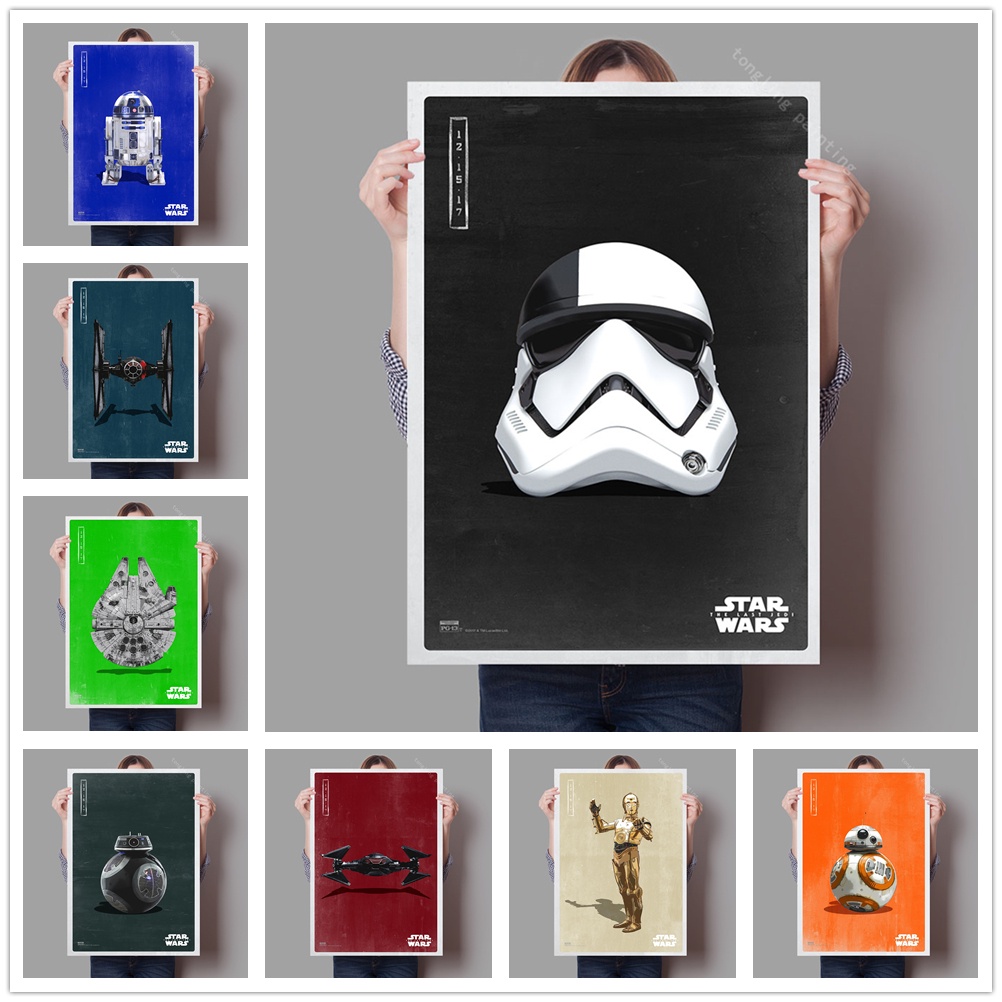 Classic Movie Star Wars Character Spaceship Robot Poster Canvas ...