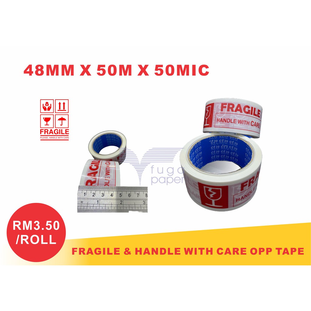FRAGILE Tape HANDLE WITH CARE 50M/ Tape Mudah Pecah/Tape/Fragile ...