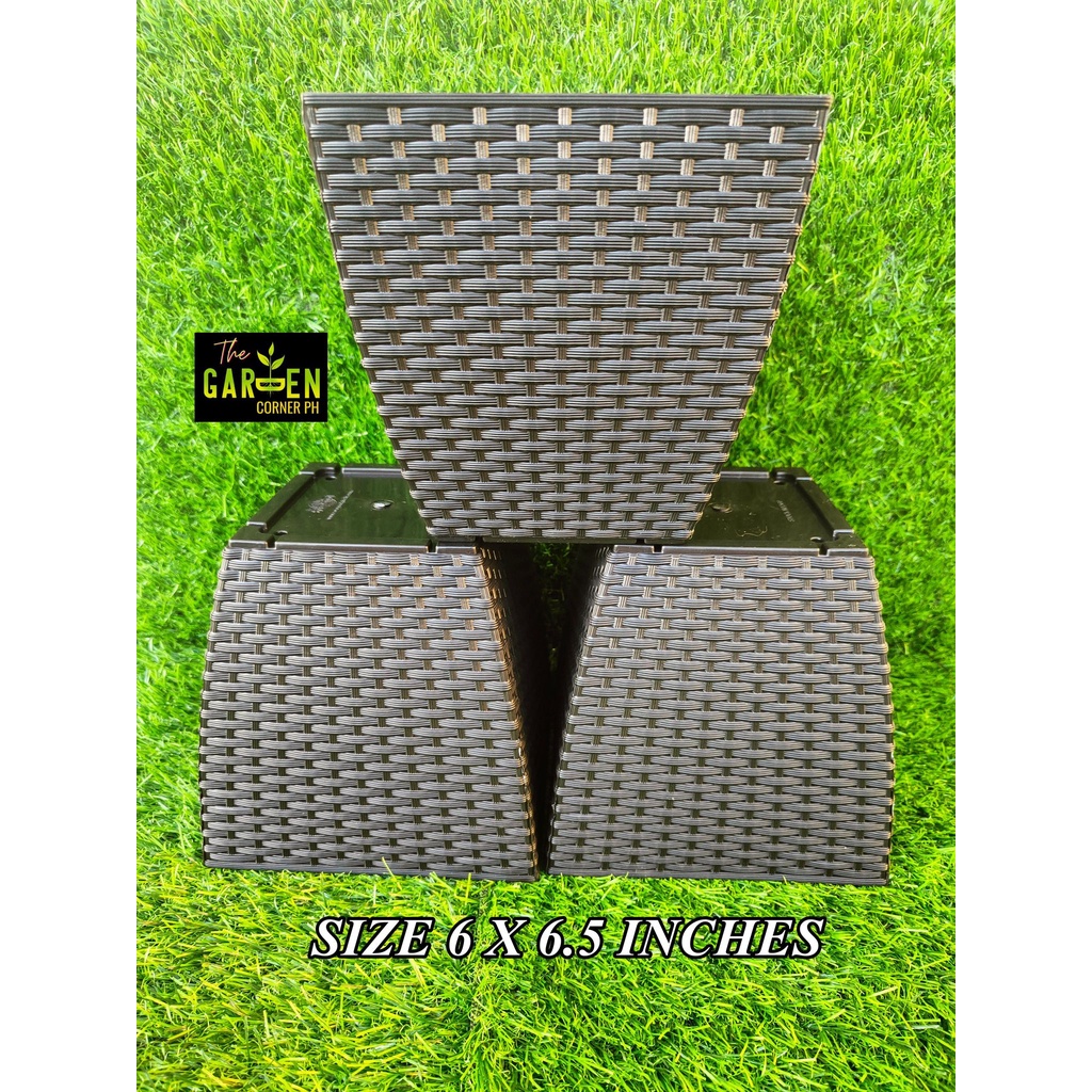 Classic Black Rattan Pot 3PCS. (6 Inches x 6.5 Inches) | Shopee Philippines