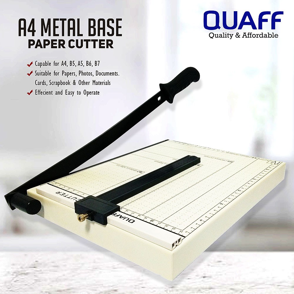 QUAFF Paper Cutter Metal & Wood Heavy Duty A5 | A4 | B4 | A3 Size ...