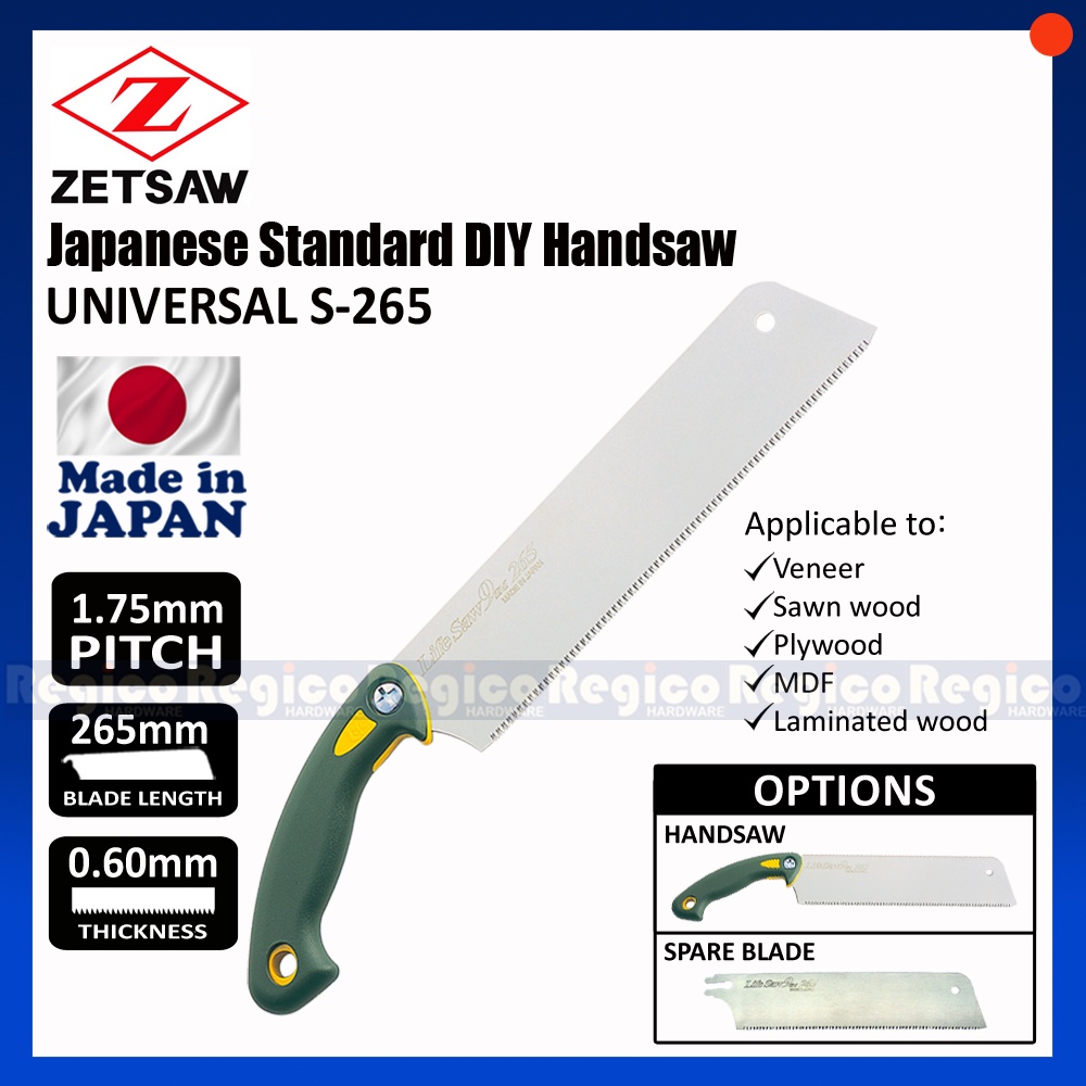 ZETSAW Japanese Hand Saw DIY Standard Saw S-265 LifeSaw Series Regico ...