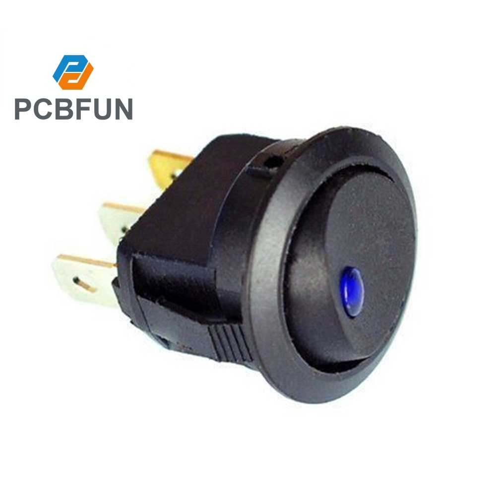 Pcbfun Ac 125V 250V 3 Pins Blue Car Round Dot Led Light Rocker Toggle ...
