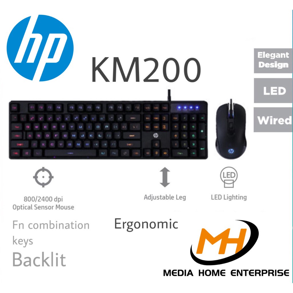 HP Gaming Wired Keyboard and Mouse Combo KM200 - Ergonomic, Backlit ...