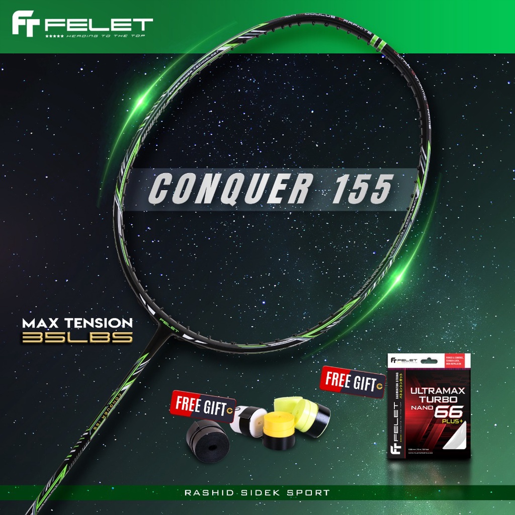Felet Conquer [Free String & Grip] Badminton Racquet Ready To Install ...