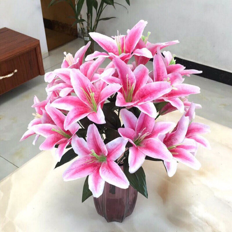 Artificial Bunch Stargazer Flower #6 for home wedding decor | Shopee ...