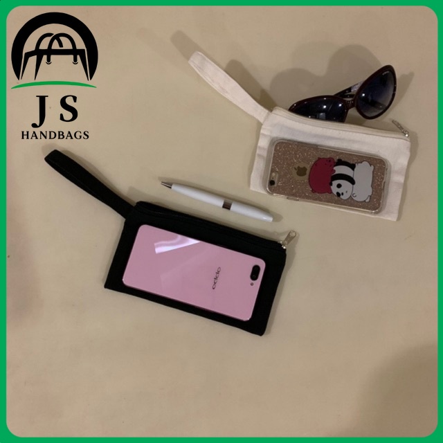 Canvas pouch may handle zipper pouch/phone wallet 7x4.5 inches | Shopee ...