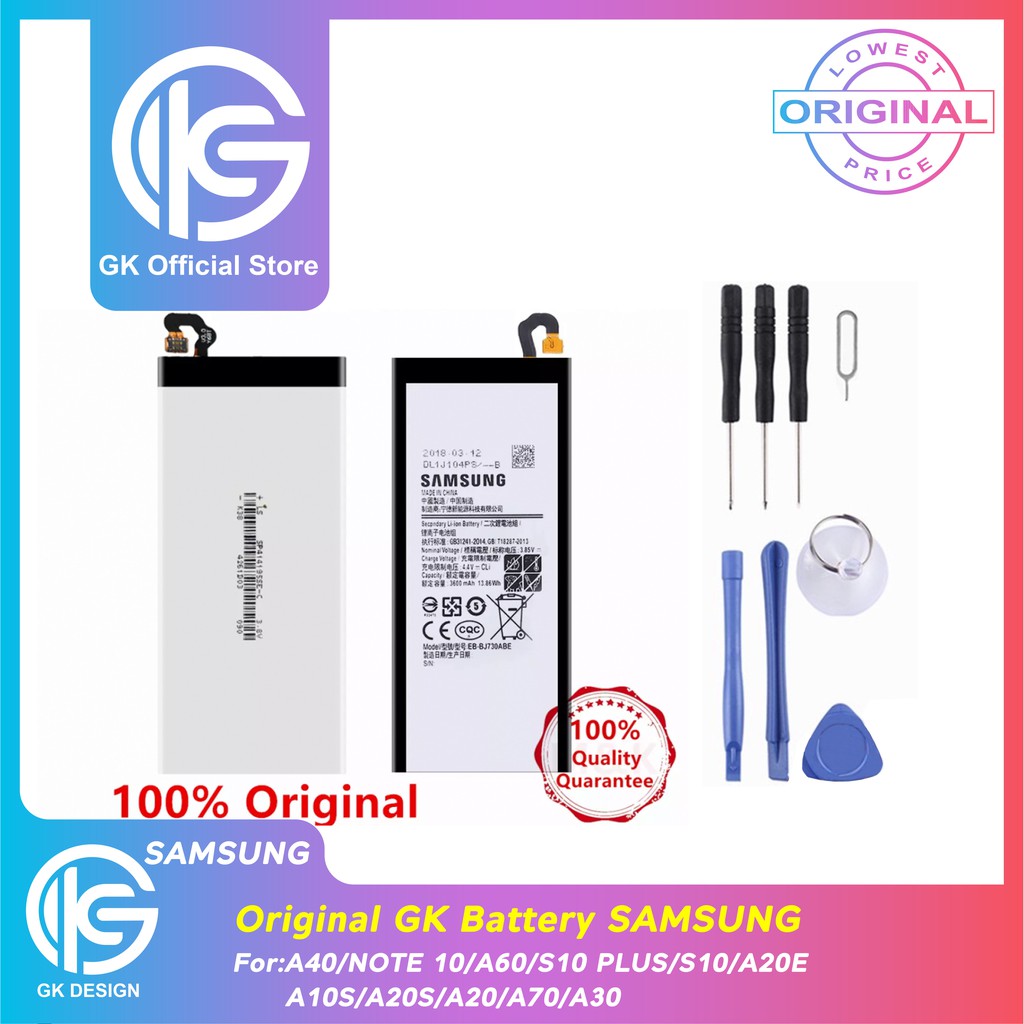 Original GK Battery SAM A40/NOTE 10/A60/S10 PLUS/S10/A20E/A10S/A20S/A20 ...