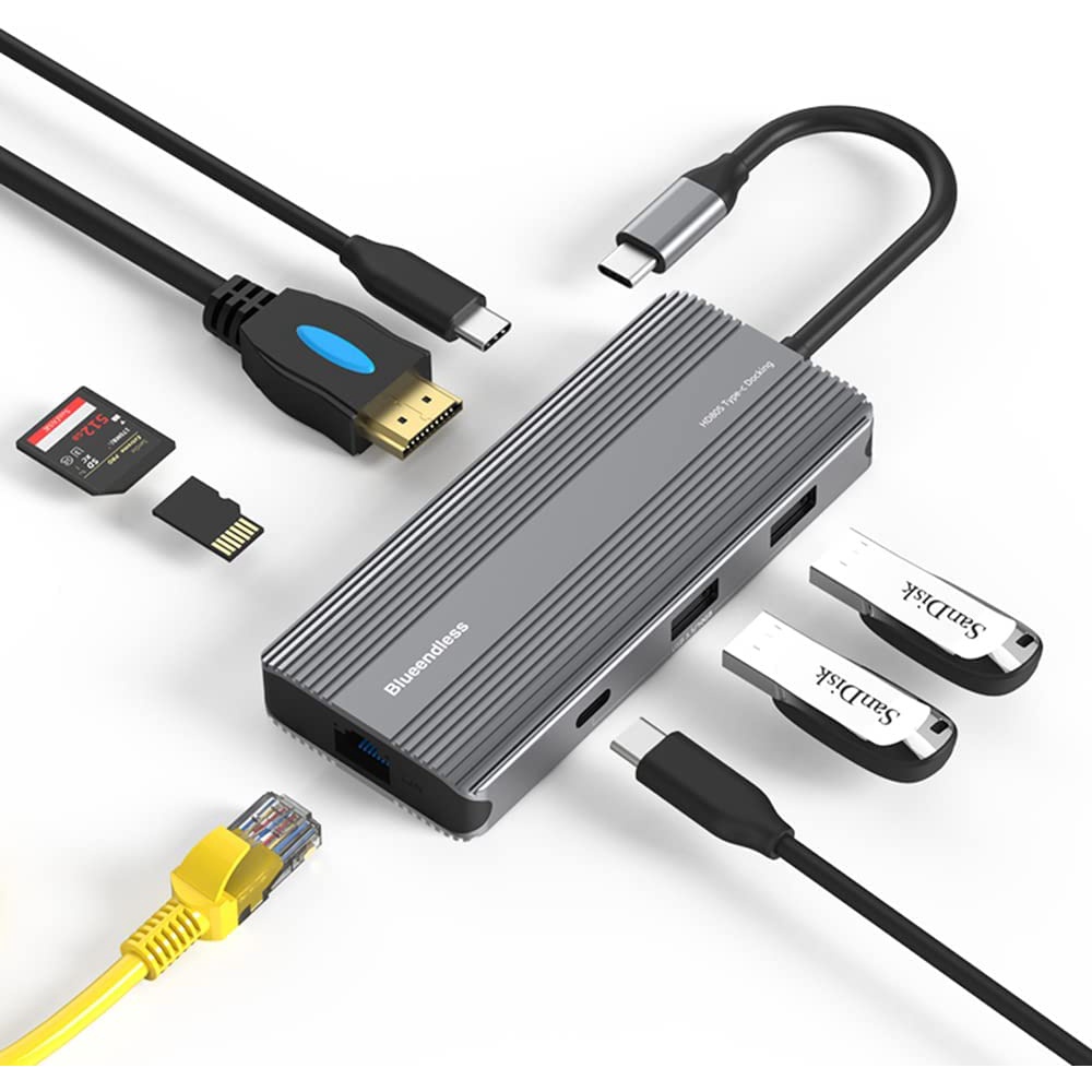 8 in 1 USB C Hub, with 100W Power Delivery, 8K@30Hz / 4K@120Hz HDMI 2.1 ...