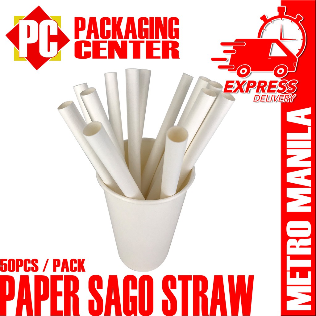 Paper Sago Straw White by 50pcs per pack (METRO MANILA SHIPPING CODE ...