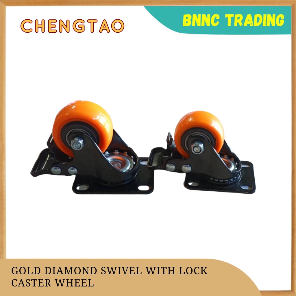 GOLD DIAMOND SWIVEL WITH LOCK CASTER WHEEL SOLD PER PIECE | Shopee ...