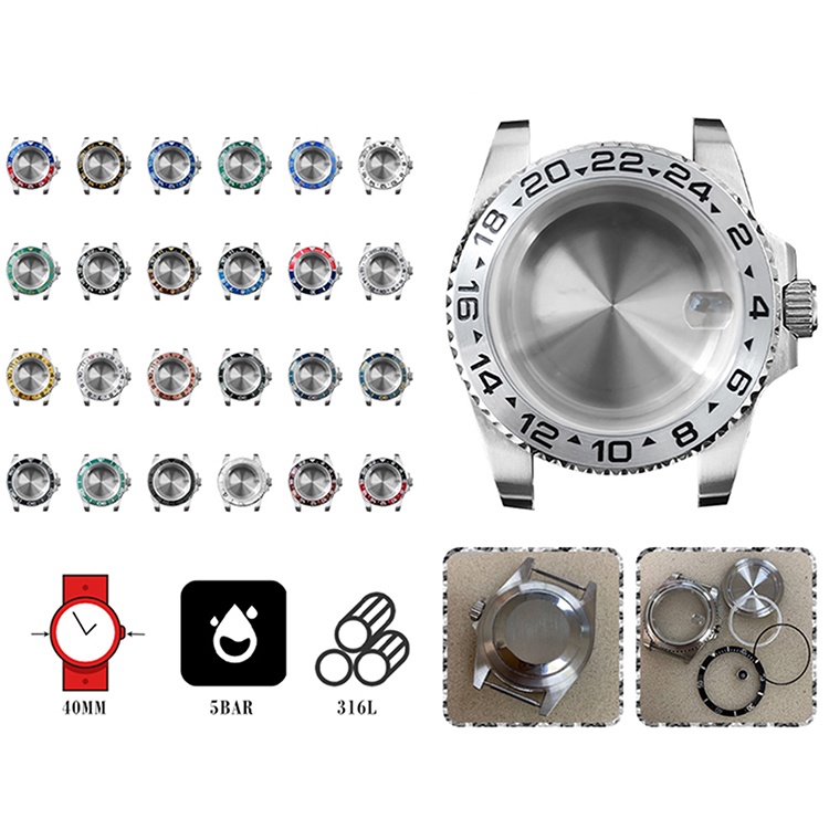 316L Stainless Steel Watch Case 40MM Sapphire Magnifying Glass Aluminum ...