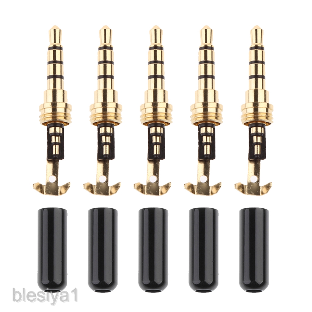 5Pcs 3.5mm 1/8inch 4 Pole Stereo Male Plug Audio Connector Earphone ...