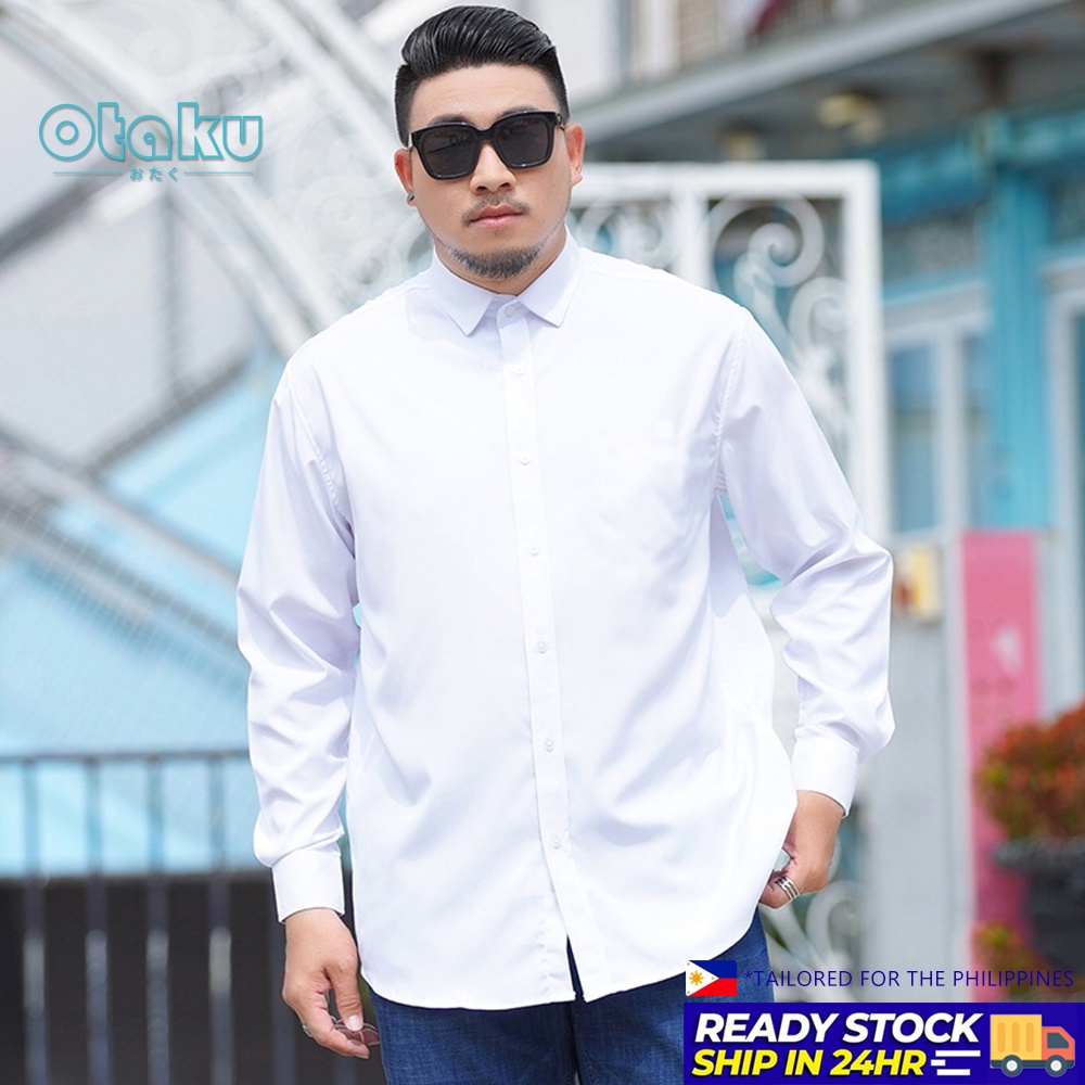 OTAKU Men Long Sleeve Polo Shirts Plus Size Office Casual Plain 5 Colors | Shopee Philippines
